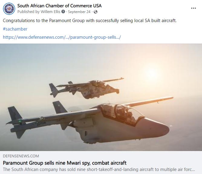 Paramount Group sells nine Mwari spy, combat aircraft – SA Chamber USA